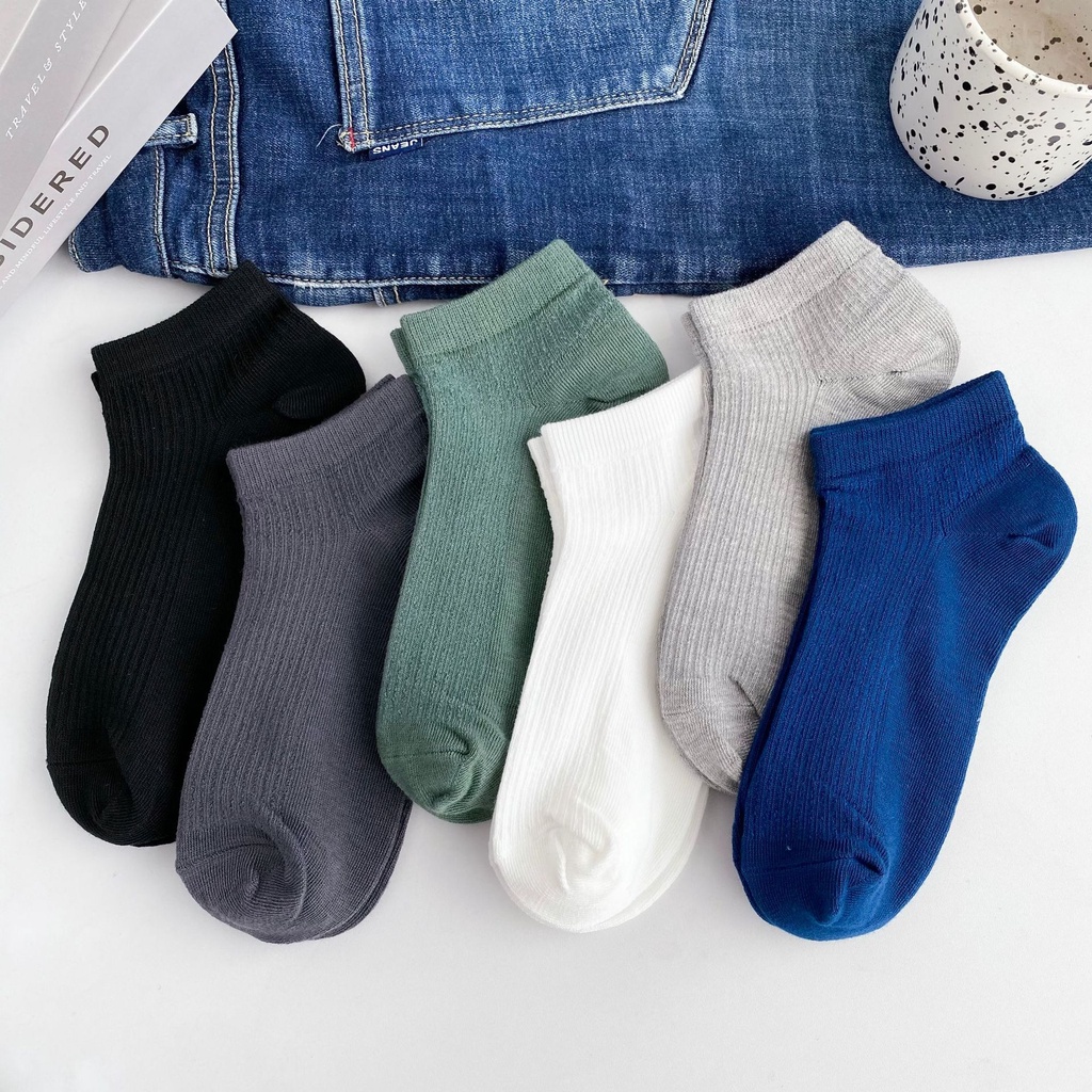 Simple solid color men's summer socks in black and white classic ...