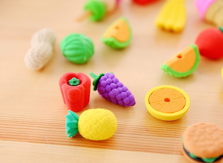 4pcs Small and Cute Fun Erasers With Burger Fruits Ultraman etc Designs ...