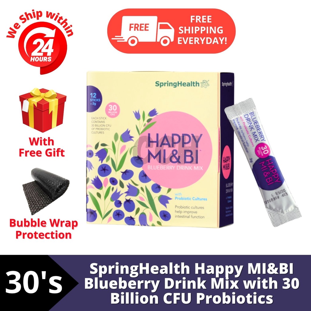 SpringHealth Happy MI&BI Blueberry Drink Mix with 30 Billion CFU ...