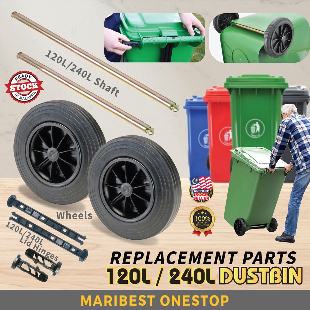Waste Bin Wheel for 100L 120L 240L Dustbin Wheel Shaft Lid Hinge Bolt ...