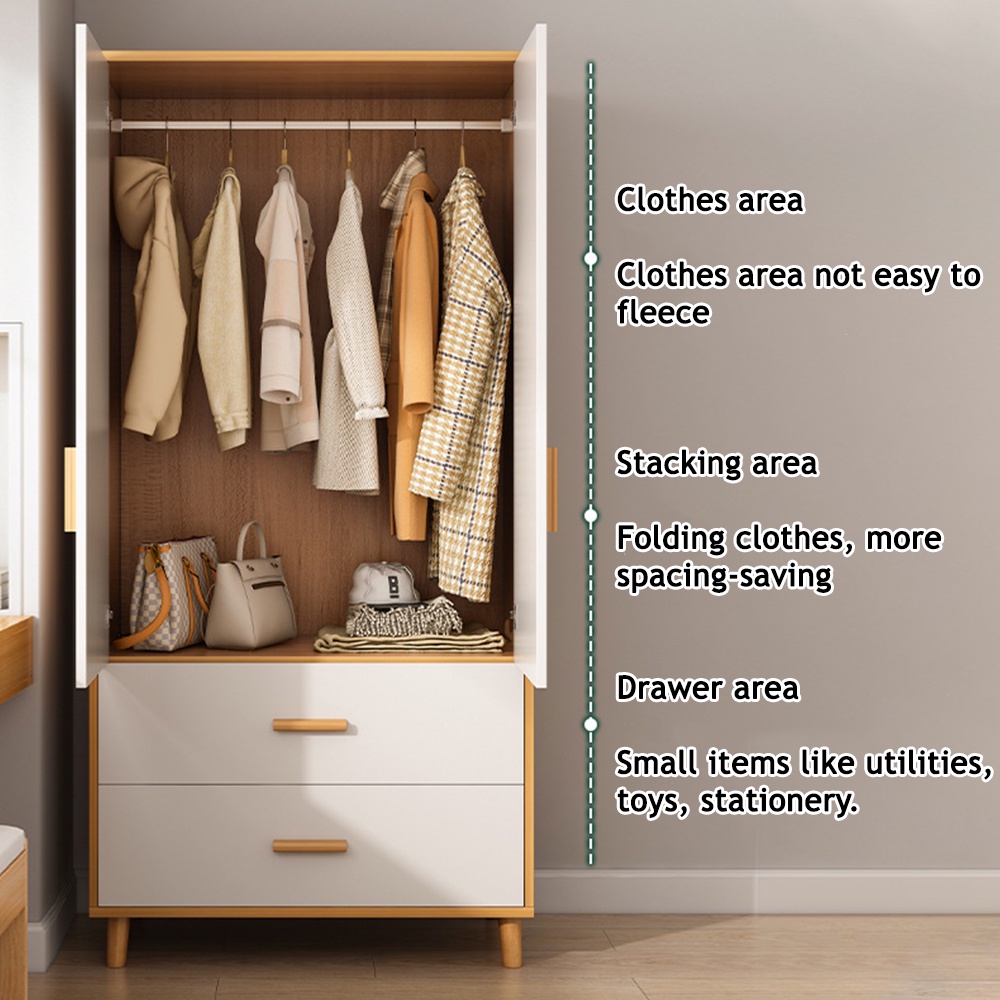 [1PC] Borong365 Wooden Wardrobe Storage Cabinet Large Space Shelf ...