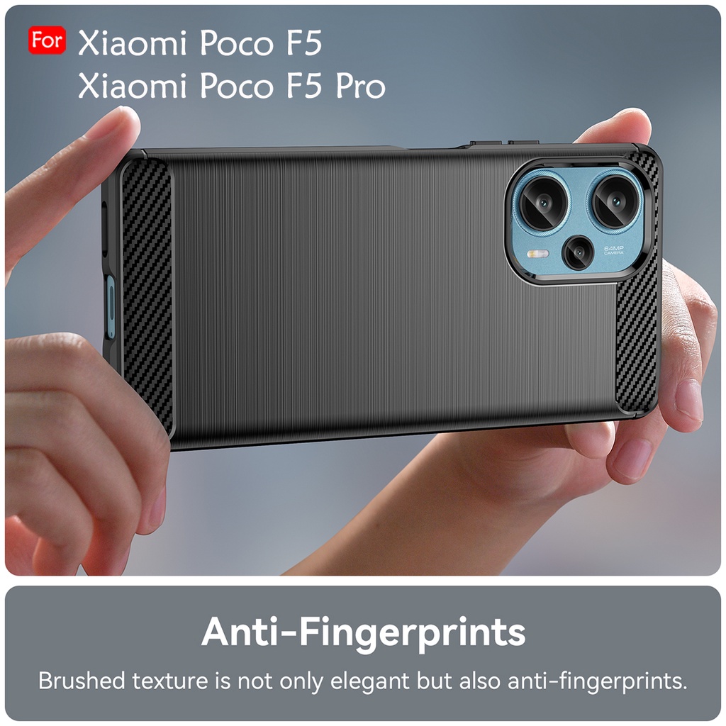 Xiaomi Poco F5 / F5 Pro Case Carbon Brushed TPU Silicone Soft Casing ...