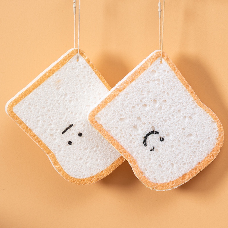 Cute Kawaii Toast Bread Shaped Scouring Pad Compressed Wood Pulp Sponge ...
