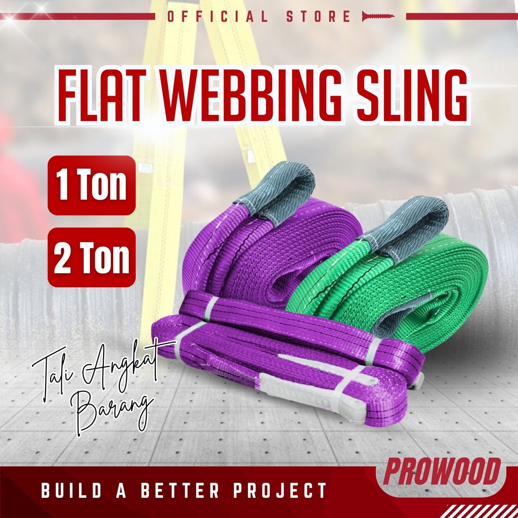 Flat Webbing Sling 1Ton 2Ton Lifting Sling tali Angkat Barang (1-5 ...