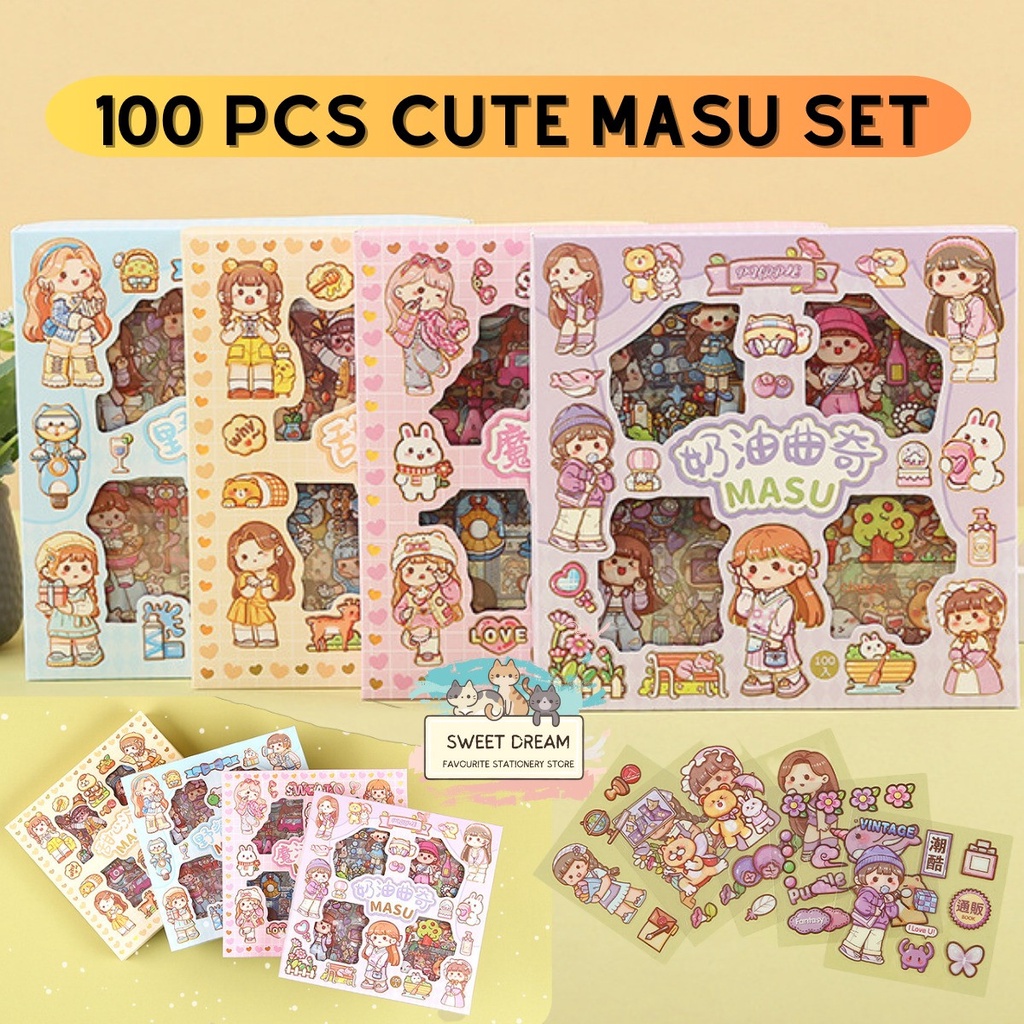 100 PCS Pieces Cute Little Masu Japanese INST Style Sticker Set ...