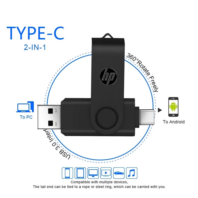 High Speed HP Flash Drive 3 In 1 OTG USB Type C/Micro Flash Drive 2tb ...