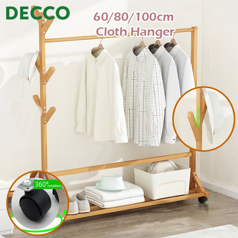 Decco 60cm/80cm/100cm Multifunction Clothes Coat Hanger Rack With ...