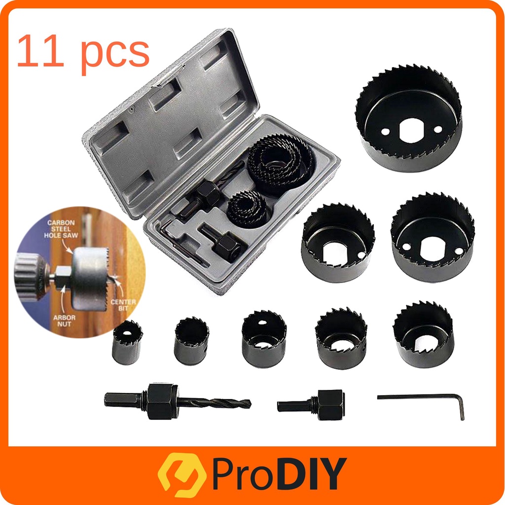 11pcs Hole Saw Set Drill Bit 19mm ~ 64mm Cutter Core Shaft Plastic Wood ...