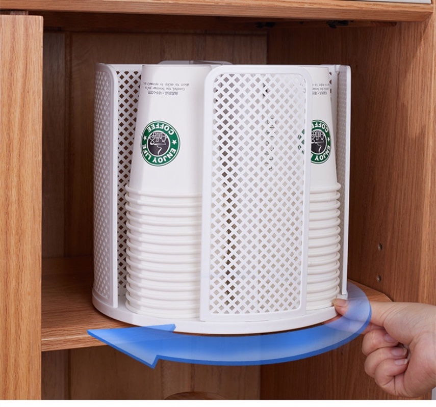 Cup Storage Rack 360° Rotatable Countertop Cup Dispenser 4 Compartment ...