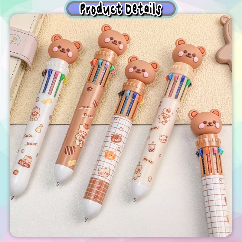[Little B House] Cute Bear 10 Colors Ballpoint Pen Ball Pens Kids ...