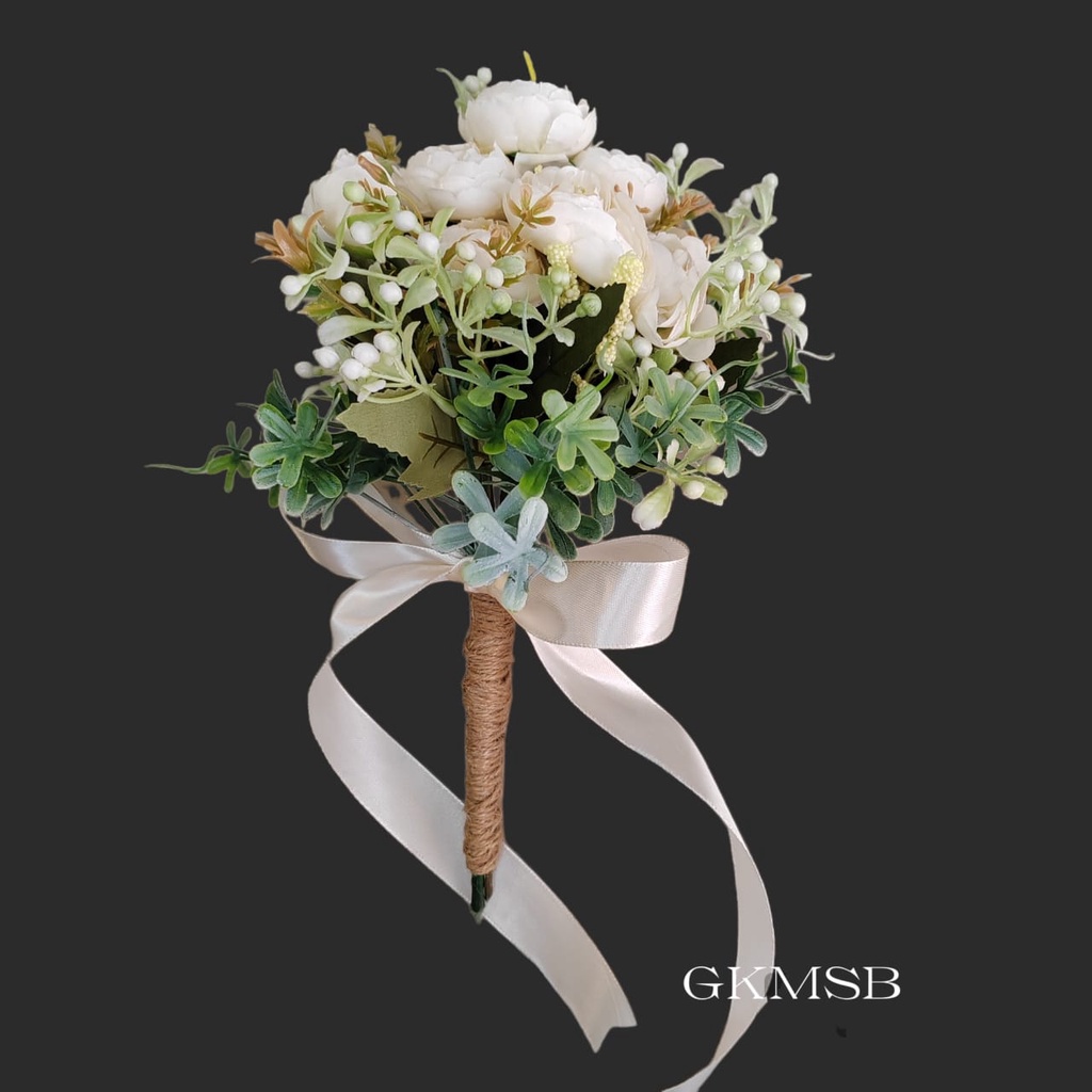 Bridal Bouquet Tea Rose Artificial Bunga Tangan Comel Bajet Bouquet ...