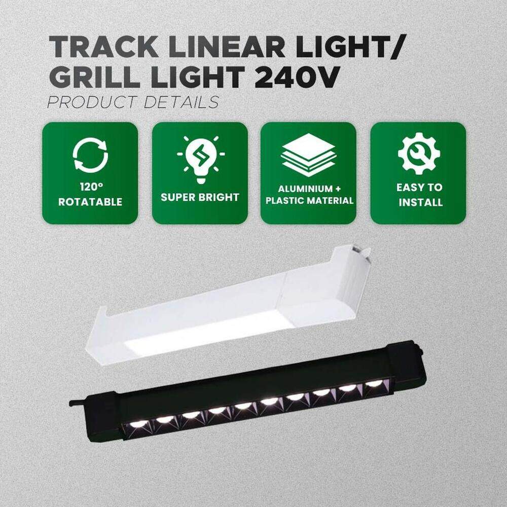 10W/20W/30W 240V TRACK LINEAR LIGHT/TRACK GRILL LIGHT BLACK/WHITE LED ...