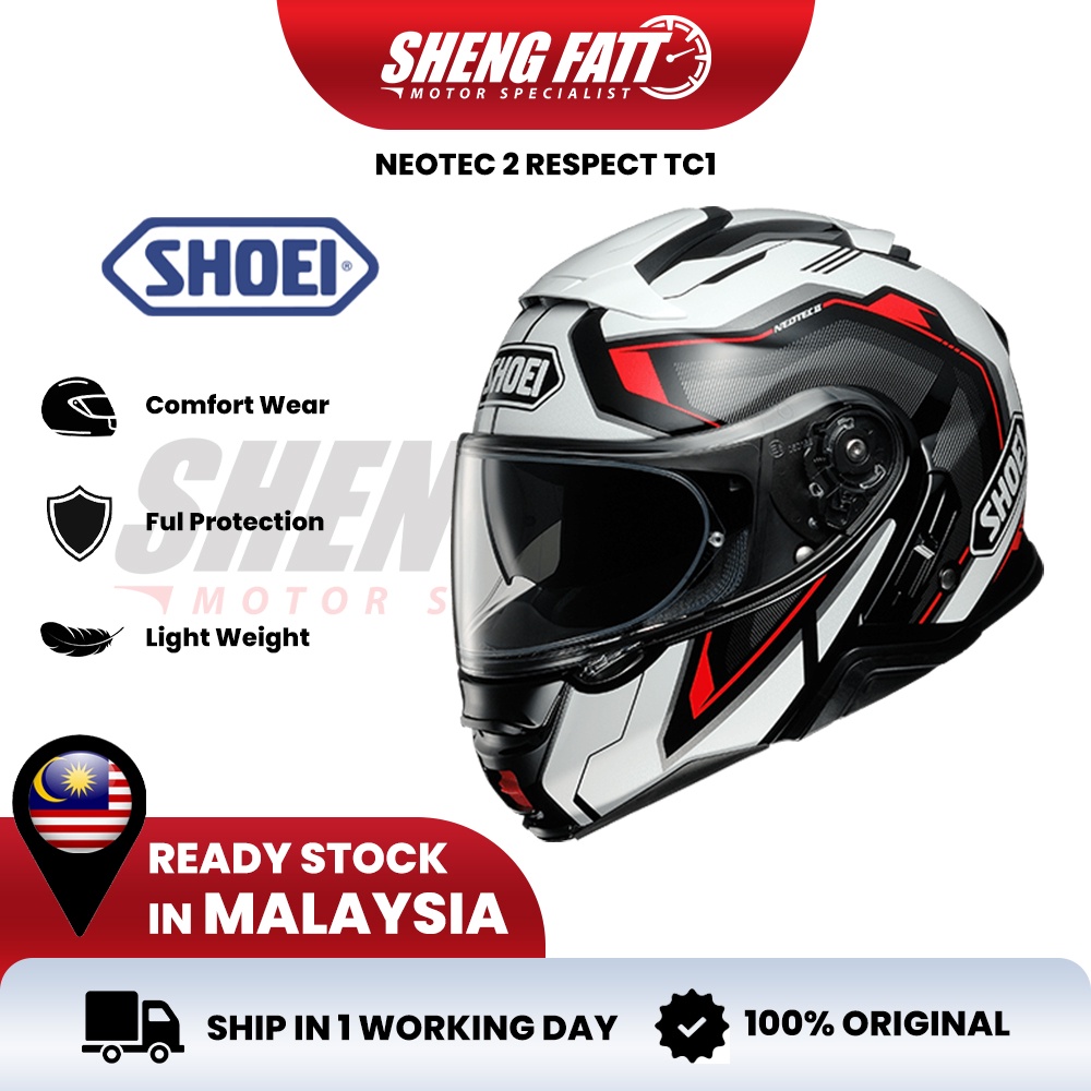 SHOEI Neotec 2 Respect TC1 Helmet Motor Visor Topi Keledar Full Face ...