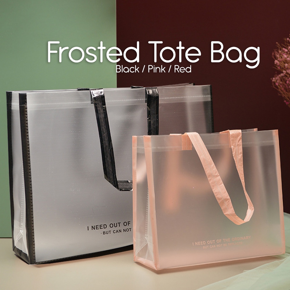 [BC] Frosted Gift Tote Bag Doorgift Goodies Shopping Transparent PP ...