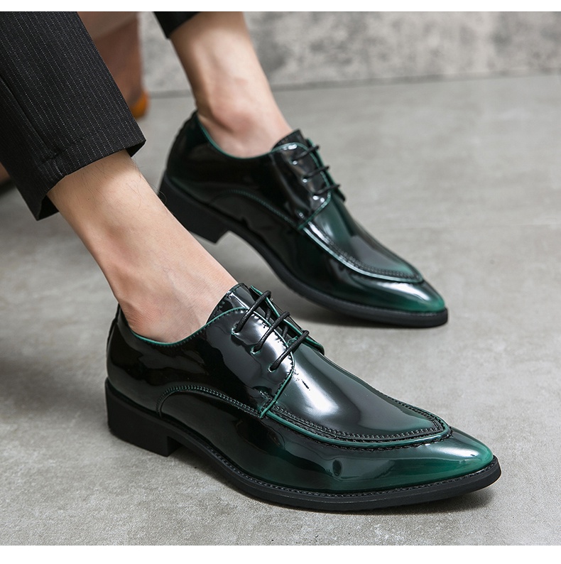 Elegant Pointed Toe Men Formal Office Brogues Laces Shoes Business Soft ...