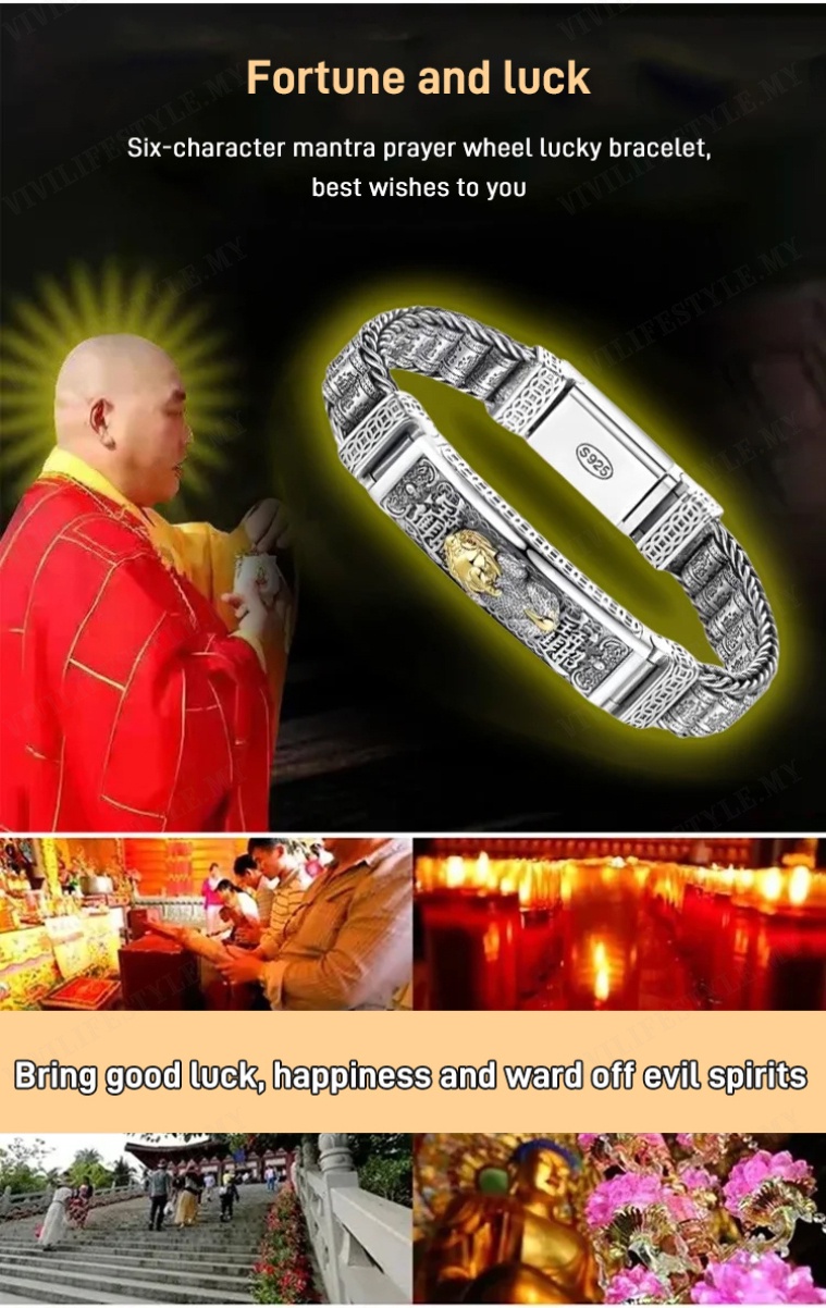 【HOT】[Fortune and lucky] Six-character Mantra Sutra Tube Bracelet ...