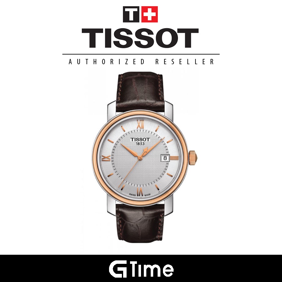 [Official Warranty] Tissot T097.410.26.038.00 Men's Bridgeport Quartz Leather Strap Watch ...