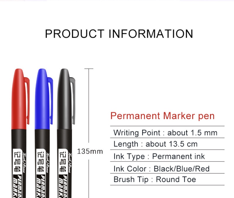 Permanent Marker Pens 1.5 Mm Fiber Fine Point Tip Quick Drying ...
