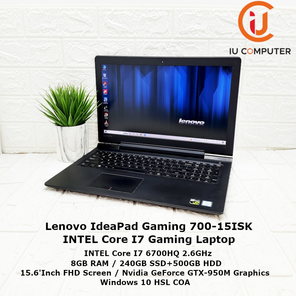 LENOVO IDEAPAD GAMING 700-15ISK INTEL I7 6700HQ 8GB RAM 240GB SSD 500GB ...