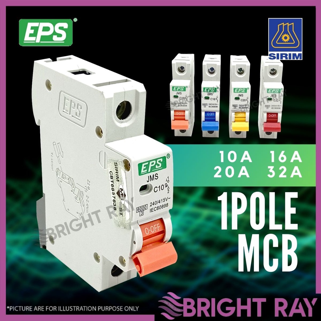 [SIRIM] EPS 1 POLE MCB 1 Pole Miniature Circuit Breaker MCB DIN Rail ...