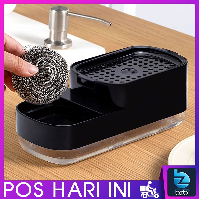 MANUAL PRESS 💥 2 in 1 Kitchen Dish Wash Soap Dispenser Sponge Box ...