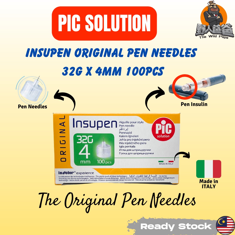 Pic Solution Insupen Original 32G 4mm 100's SoftSharpening Insulin Needle Jarum Insulin Jarum ...