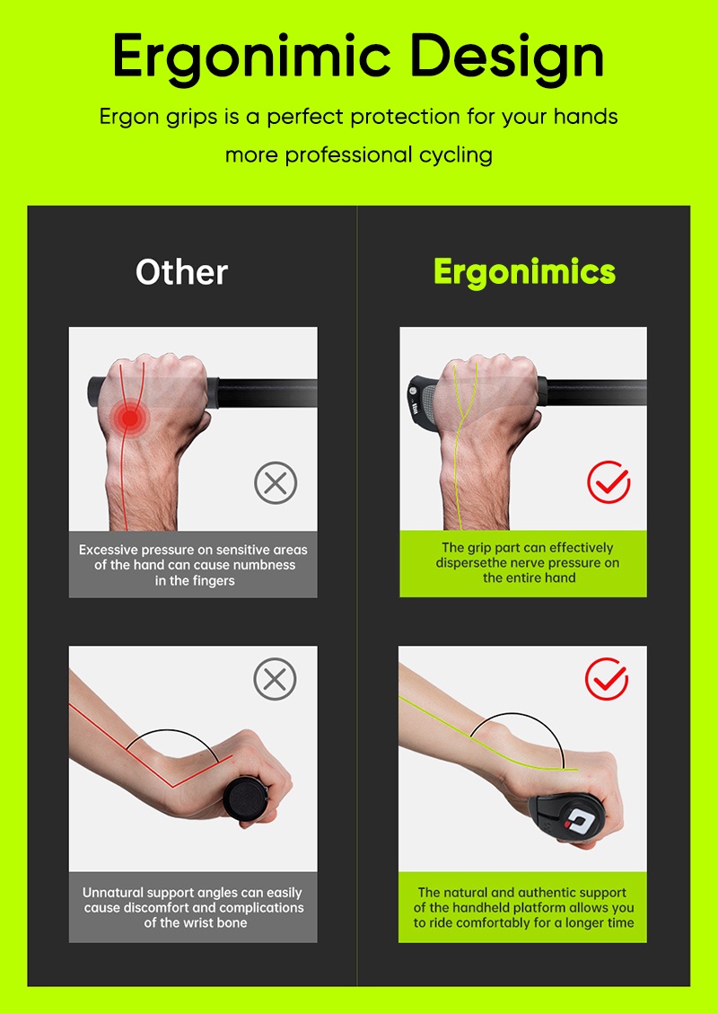ODI Grips Bike Handle Grip Ergonomics Rubber+Aluminum Alloy MTB Grips ...