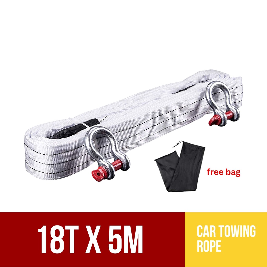 Car Towing Rope 6 / 12 / 18 Ton Car Towing Strap 2 Safety Hook Towing ...