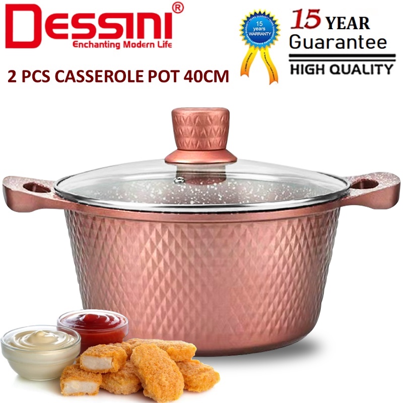 DESSINI ITALY Casserole Die Cast Aluminium Non Stick Pot Bowl Pan ...