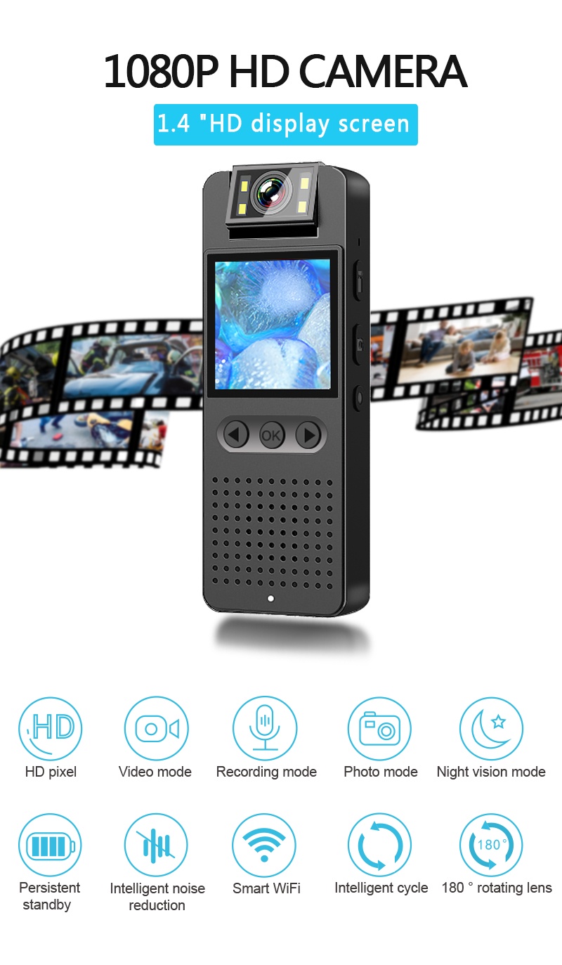 Body camera mini clip camera HD 1080P infrared night vision with wifi ...