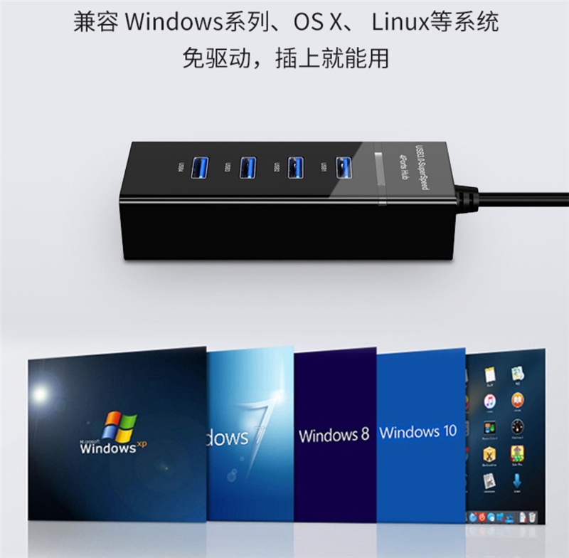 4ports USB Hub Port Extension High Speed 5Gbps USB 3.0 2.0 with LED ...