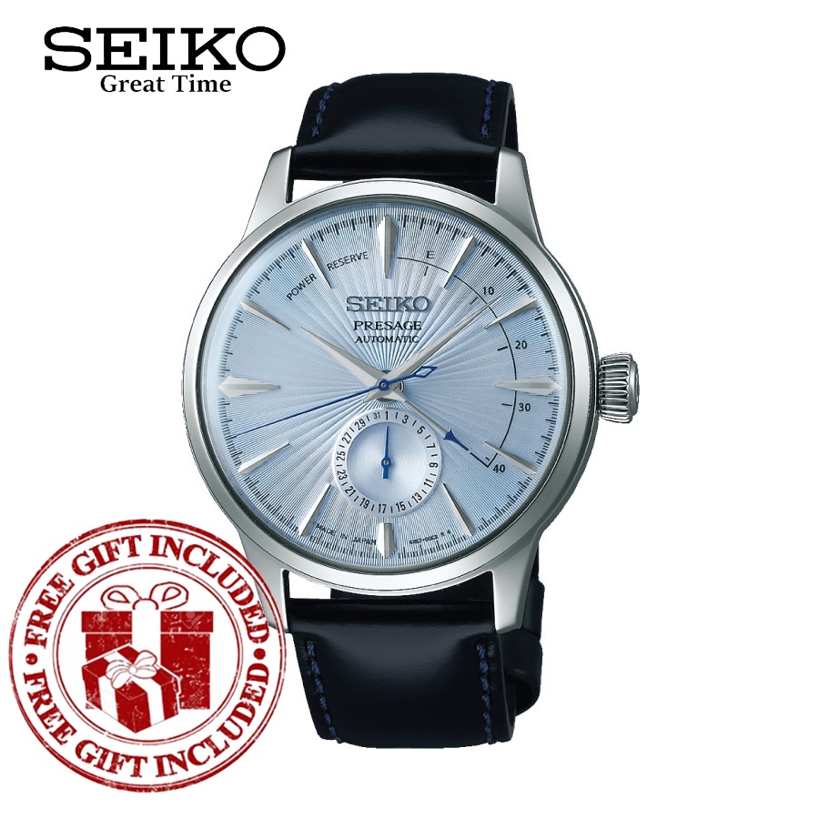 Seiko SSA343J1 Men's Presage Cocktail Time Black Leather Strap Watch ...
