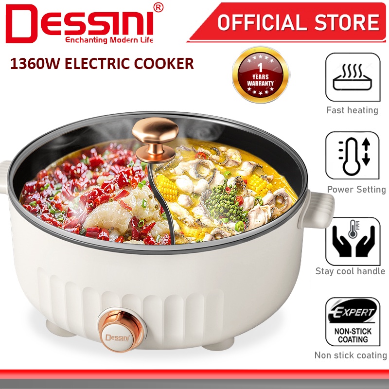 DESSINI ITALY Electric Cooker Hot Pot Steamboat Non Stick Casserole ...