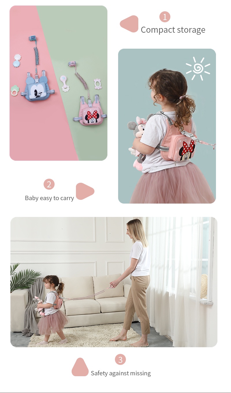 Disney Baby Walking Belt Boys Mickey Baby Anti-lost Backpack Leash ...