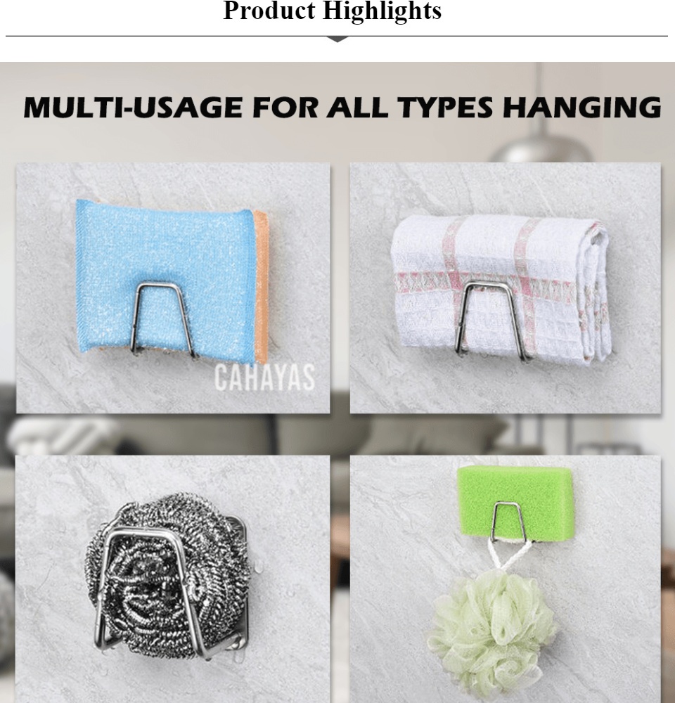 [M'sia Stock] 3M Stainless Steel Self Adhesive Sponge Holder For Sink ...