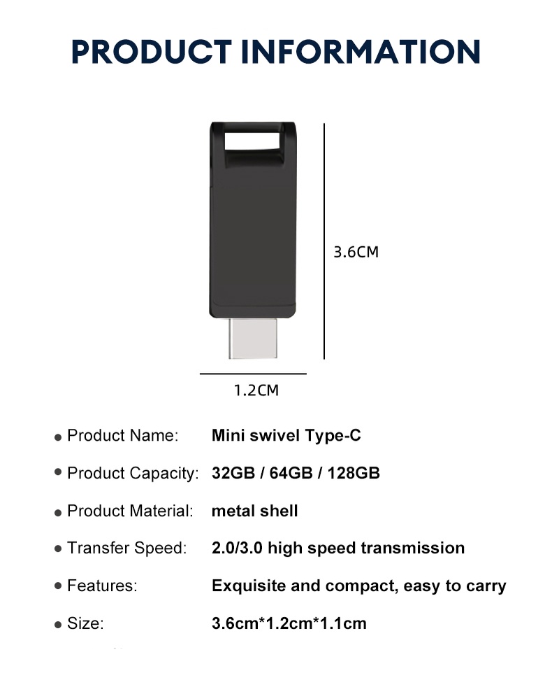 WALRAM 128GB Type-C Flash Drive 2 in 1 32GB 64GB High Speed USB2.0 for ...