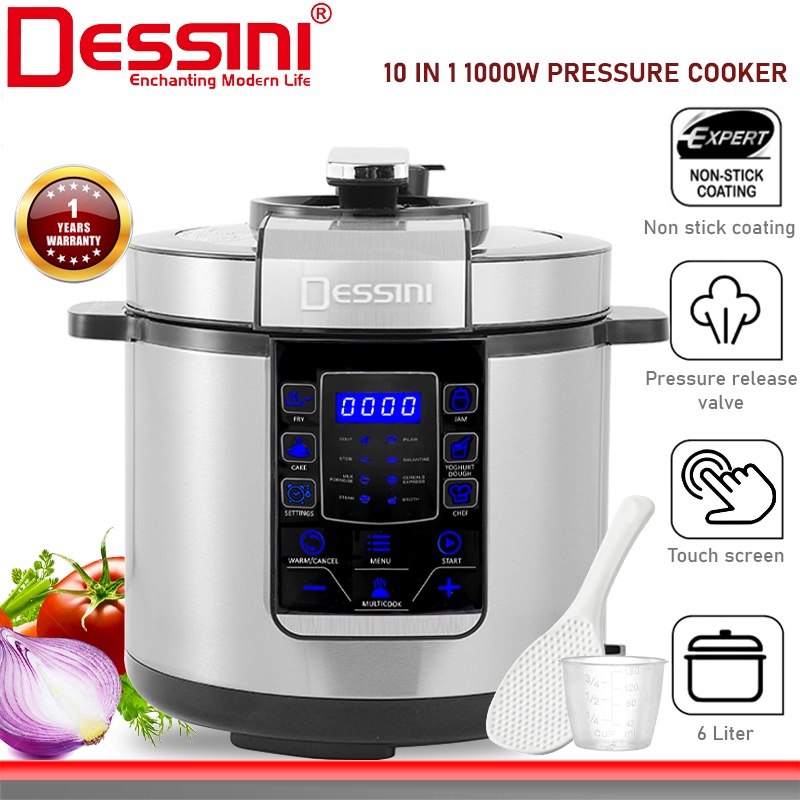 DESSINI ITALY 14 IN 1 Electric Digital Pressure Cooker Non-stick ...