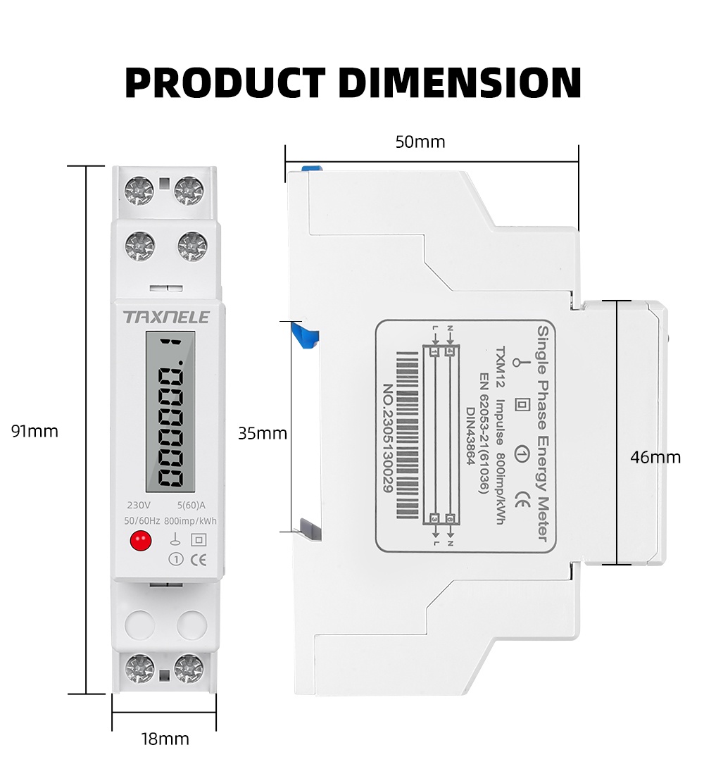 1P Single Phase Digital Wattmeter Power Consumption Analog Energy Meter ...