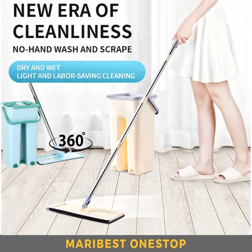 Mop Lantai Serbaguna Home Cleaning Easy Floor Mop With Bucket Hand Free ...