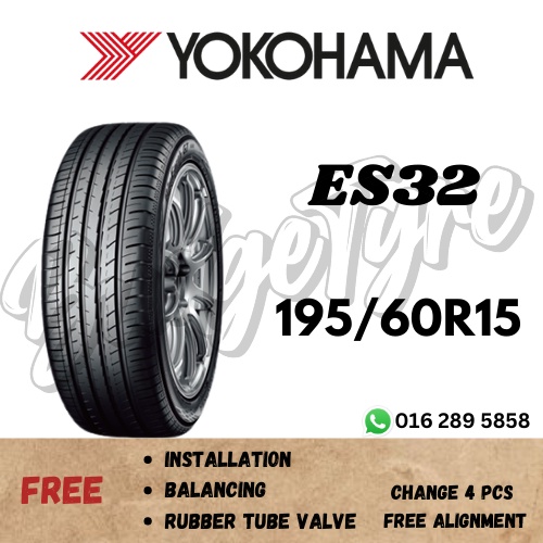 1956015 195 60 15 195/60R15 195-60-15 YOKOHAMA BLUEARTH ES32 Car Tyre Tire (FREE INSTALLATION ...