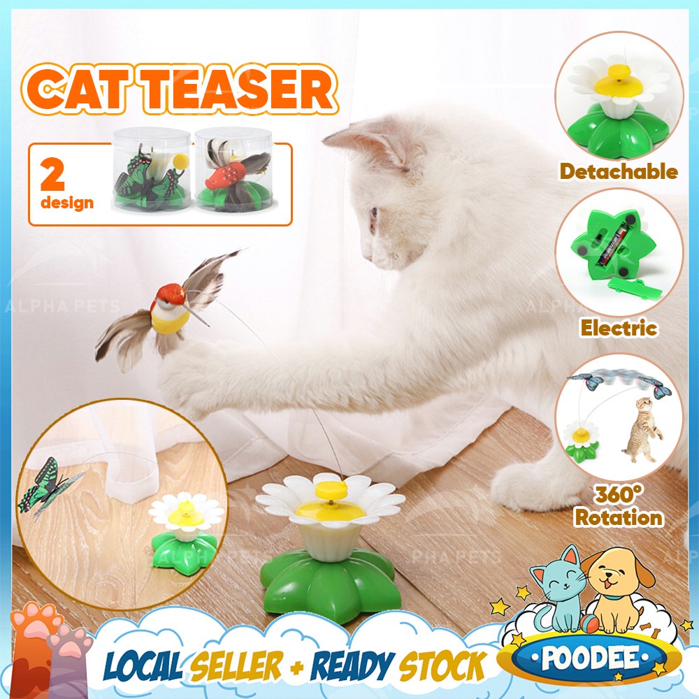 POODEE Interactive Cats Automatic Electronic Rotating Butterfly Bird ...