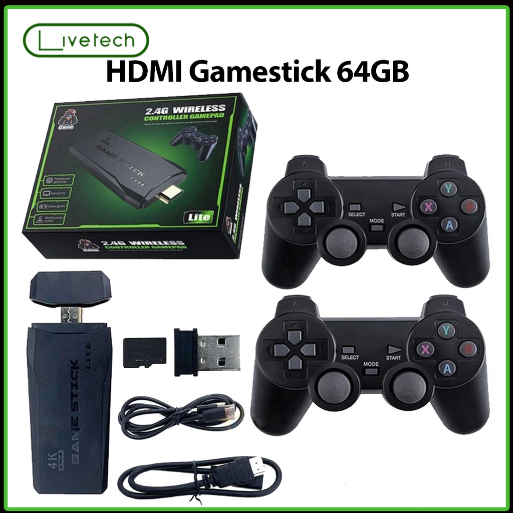 LiveTech HD Video Game Console 64G Built-in 10,000 Games Retro handheld Game Stick Wireless ...
