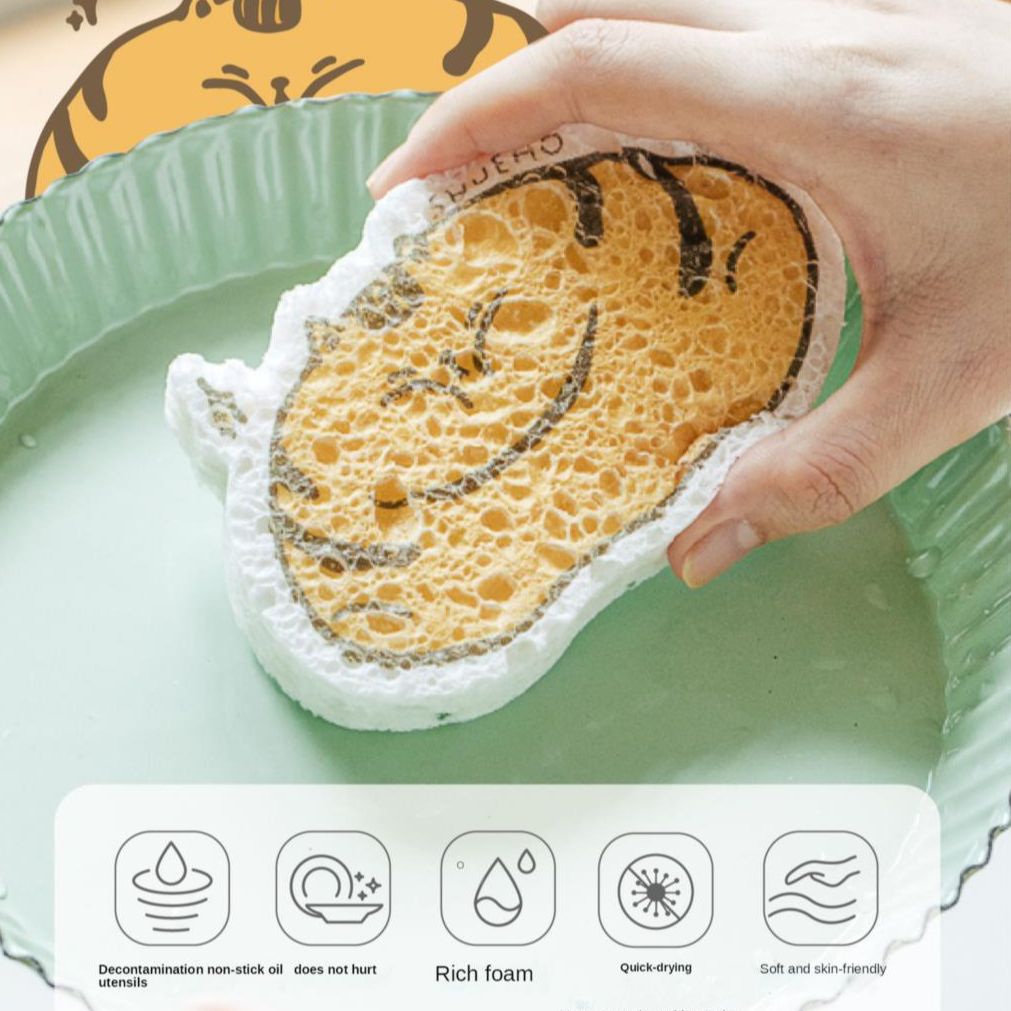 Cartoon Cute Animal Scouring Pads Compressed Wood Pulp Cotton Sponge ...