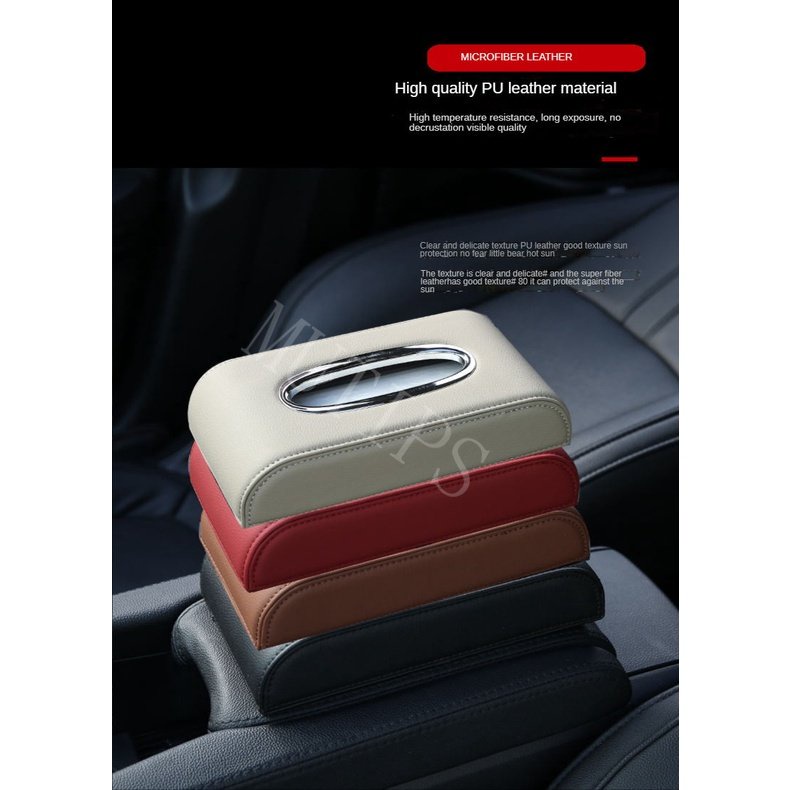 Car Brown High Grade Leather Storage Tissue Box For Toyota Honda ...