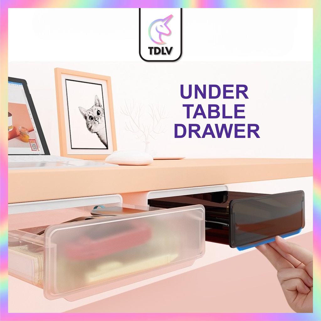 TDLV Storage Drawer Self Stick Pencil Tray Under Desk Table Organizer ...