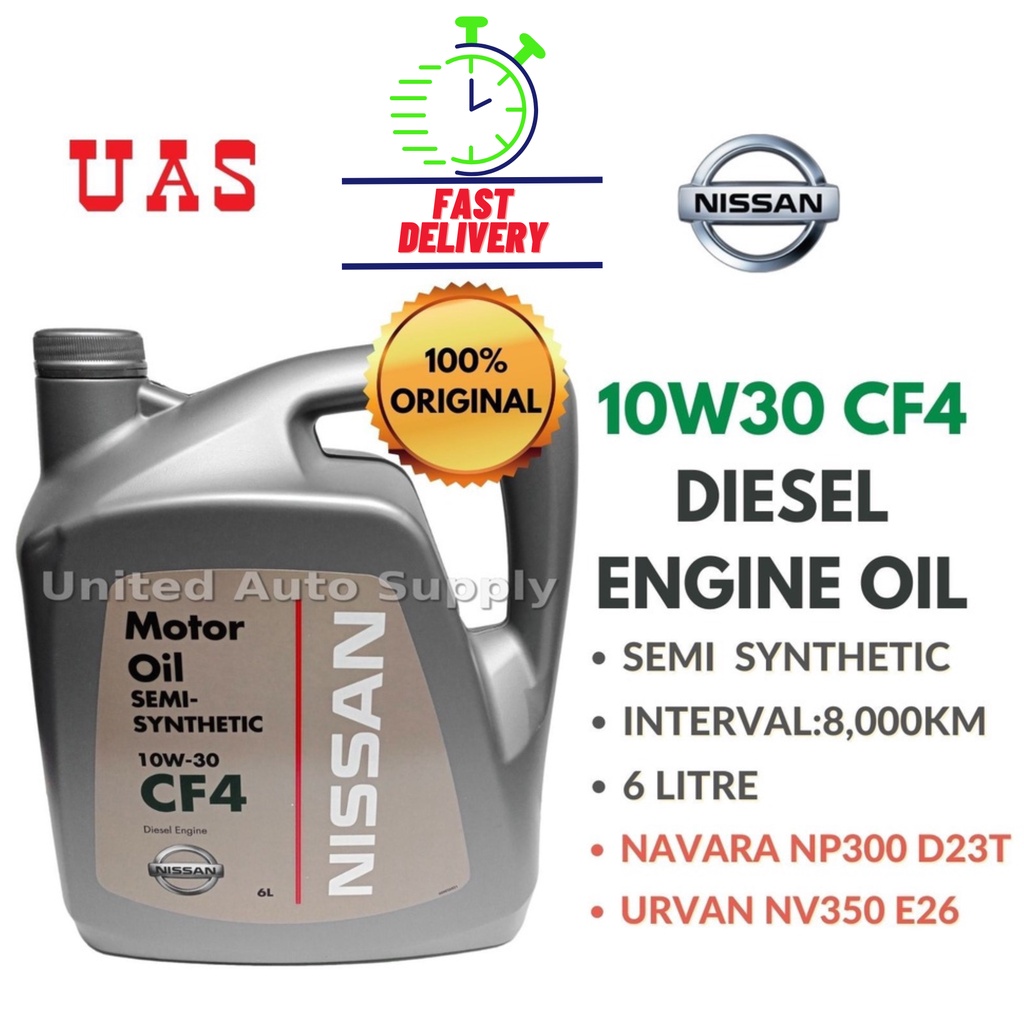 NISSAN 10W30 Diesel Engine Oil Semi Synthetic (6 Liter) Navara NP300 D23T Urvan E26 NV350 CF4 ...