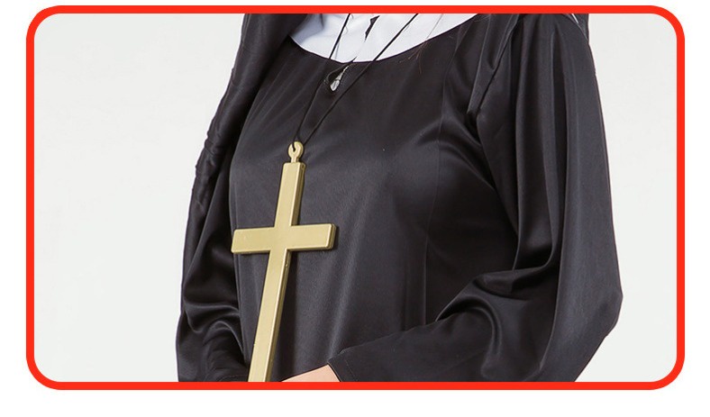【Free Cross】Halloween Costume Adult Priest Nun Cosplay Black Priest ...