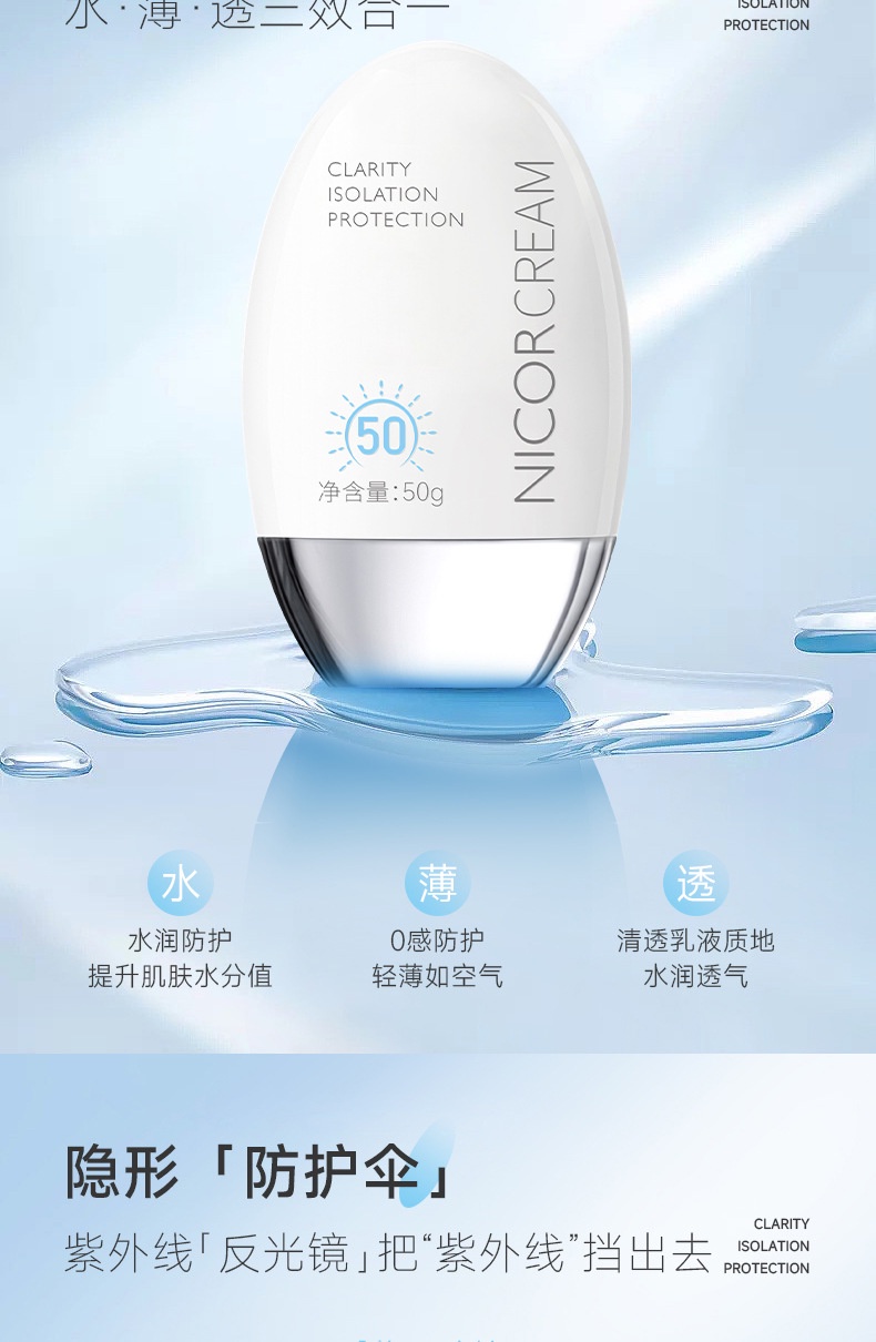 Nicor SPF 50+ Sunscreen Isolation Intensive UV Cream Resistant ...