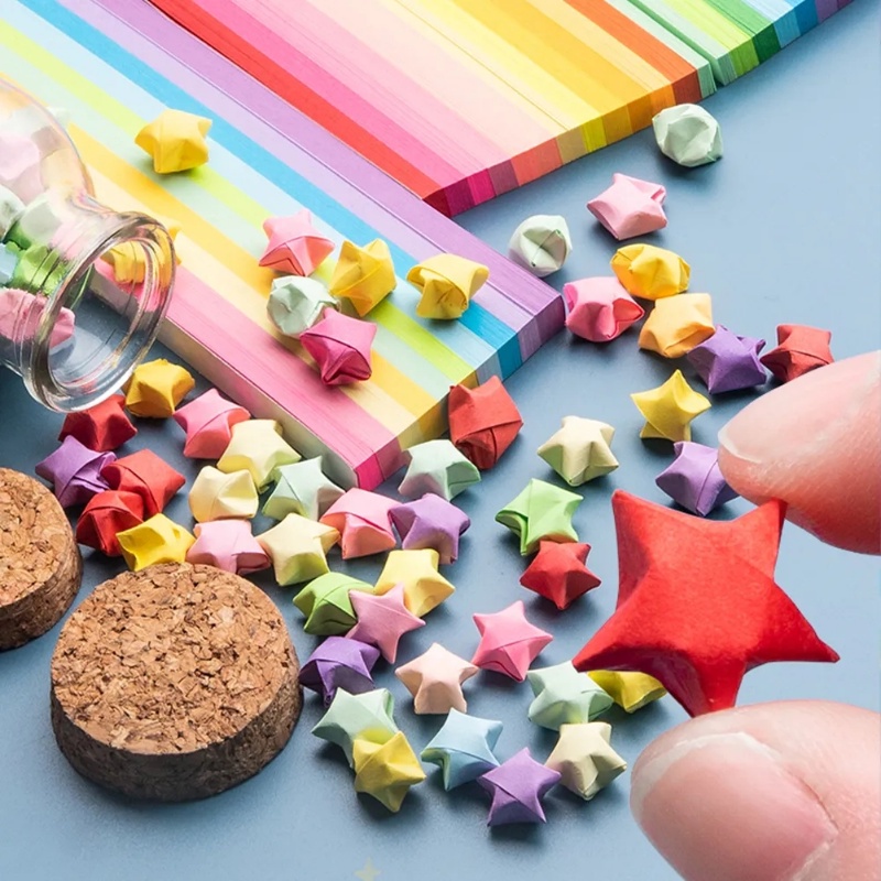 540 Sheet Star Origami Gradual Color Folding Paper Strips Kids Arts ...