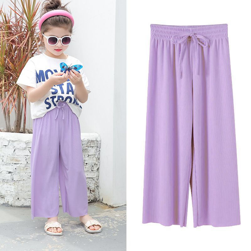 Kids Palazzo Pants Girls Wide Leg Pants Casual Long Loose (3-9years ...